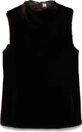 Toteme haut à empiècement en peau lainée - Marron