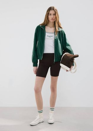 Mango Haut message brod&eacute; liser&eacute; contraste gris chin&eacute; moyen - Femme - S - MANGO