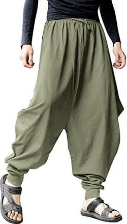 Generic Pantalon sarouel pour homme - Pantalon de loisirs pour homme - Coton et lin - Tendance - Grandes tailles - Pantalon dext&eacute;rieur confortable - Respirant
