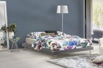 Talamo Italia Doppelbett Isabella, Festbett aus Stoff mit Füßen, 100 % Made in Italy, geeignet für Matratze 160 x 190 cm, Grau