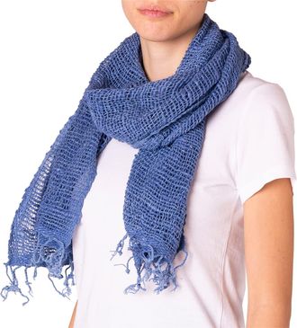 Panasiam scarf cotton woven, dark blue, 165x50cm