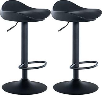 Clp Lot De 2 Tabourets De Bar Alisson avec Coque Plastique I Rev&ecirc;tement en Similicuir I Pied Repose-Pieds M&eacute;tal I R&eacute;glable Pivotant, Couleur:Noir