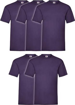 Fruit Of The Loom Lot de 5 t-shirts Valueweight + sac en tissu MyShirt gratuit, couleur : violet, taille : L, Sac en tissu Myshirt violet
