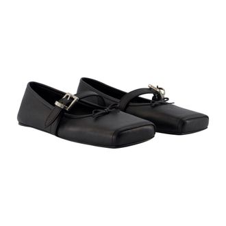 Balenciaga Womens Bel Air Ballerinas - Balenciaga Leather Black Calfskin Shoes Flat-Shoes