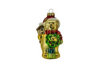 Krebs Glas Lauscha Weihnachtsdekoration/Christbaumschmuck aus Glas - Minifigur Teddy - Weihnachtlicher Stil - Gr&ouml;&szlig;e: ca. 9 cm