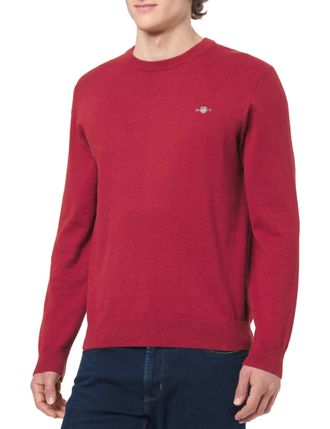 GANT Herren Classic Cotton C-Neck Pullover, Iron RED Melange, XXL