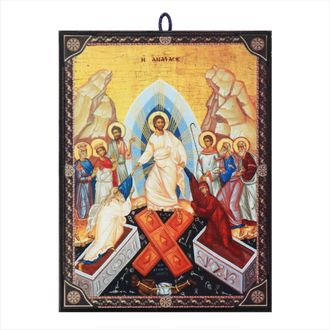 NKlaus Ikone Auferstehung Jesus Ostern 9,7x13,5x1,2cm Christliche Ikone orthodox aus Griechenland 1023