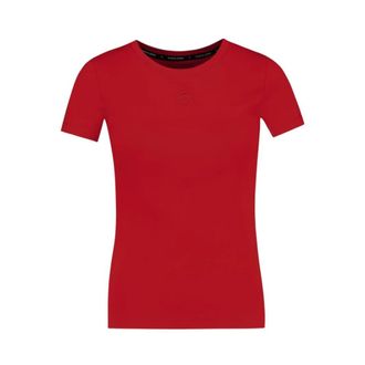 Marine Serre Moon Logo Geripptes Baby Fit T-Shirt - - Tops - Damen - Rot - S