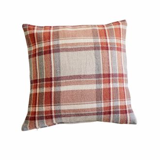 Loberon Kissenhülle Tartan, Charmantes Tartan-Muster, Rustikales Hütten-Flair, Schotten-Karo, Kissenbezug, Wohn-Accessoire, Wolle, Nylon, rot/beige