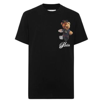 Philipp Plein Homme, Tops, Noir, Taille: 2XL T-shirt col rond Ours en peluche