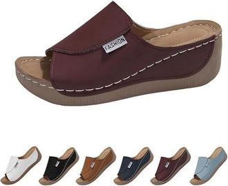 Generic Sandales orthop&eacute;diques compens&eacute;es pour femme, large largeur, coupe habill&eacute;e, soutien de la vo&ucirc;te plantaire, bout ouvert, plateforme antid&eacute;rapante, cha