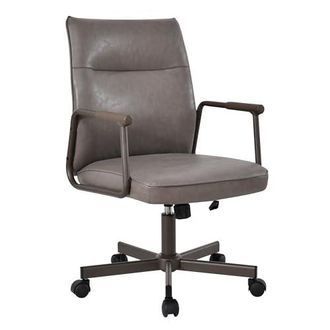 Duhome Chaise de Bureau Ergonomique Fauteuil de Tavail Pivotante R&eacute;glable en Hauteur Si&egrave;ge en PVC et M&eacute;tal avec roulettes, Gris