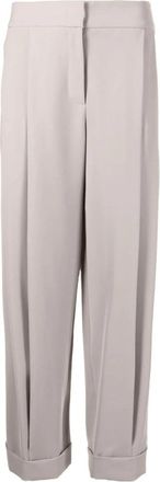 Emporio Armani Femme, Pantalons, Beige, Taille: 36 FR Pleated Straight Pantalons