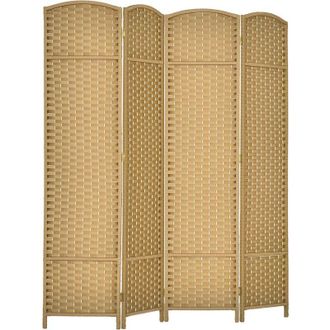 HOMCOM Paravent interieur - HOMCOM - en bois - 4 panneaux - 160 x 170 cm - pour salon, chambre &agrave; coucher - bois naturel