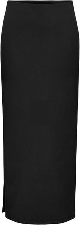 Only Damen Onlsally Hw Rib Maxi Slit Skirt PNT Rock, Black, X-Small