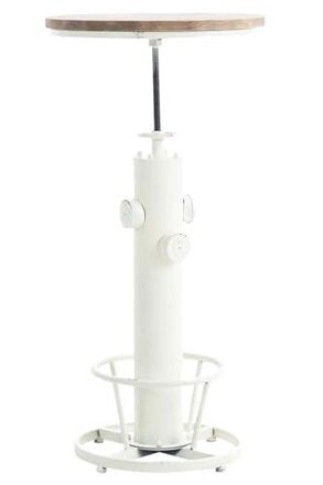 Clp Table haute Ruhr I Table de bar réglable en hauteur avec repose-pieds I Structure de table en métal et plateau de table en bois de pin, Couleur:blanc 