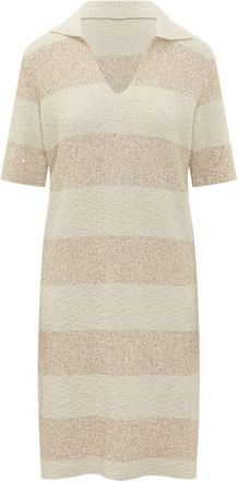Fabiana Filippi Femme, Robes, Jaune, Taille: 42 FR Abito in tweed cotone a righe paillettes