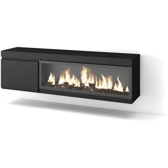 Skraut Home Skraut Home - Meuble tv, Banc Télé, Grand espace de Rangement, 160, Pour les tv jusquà 65, Cheminée électrique xxl, Suspendu, Mural, Style moderne