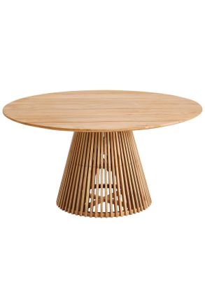 Amatio Gartentisch, Teak, Holz, Teakholz, Hartholz, rund, S&auml;ule, rund, 150x78x150 cm, Gartenm&ouml;bel, Gartentische, Gartentische