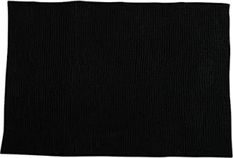 MSV Tapis de Bain Tapis de Douche Chenille Poils Longs Microfibres Moelleux Anti-dérapant 60x90 cm Noir