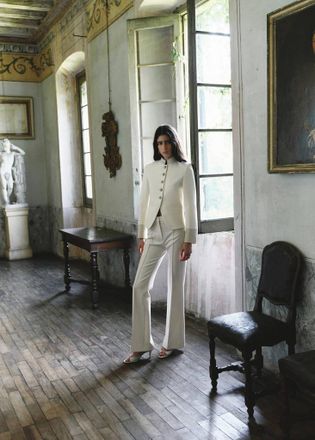 Mango Veste &agrave; col officier boutons bijoux blanc cass&eacute; - Femme - XXS - MANGO
