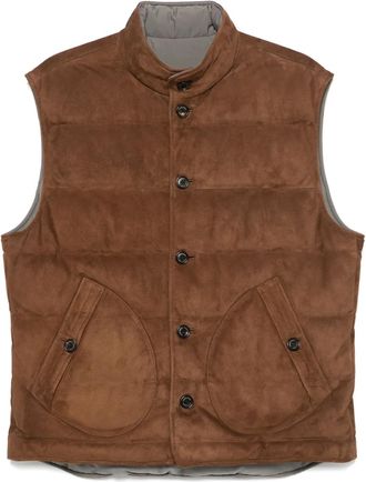 Ralph Lauren Purple Label gilet en daim - Marron