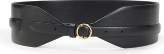 Alaia Alaia Gürtel - Large Calf Leather Belt With Gold-Tone Buckle - Gr. 70 - in Schwarz - für Damen