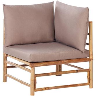 Beliani Beliani - Fauteuil de Jardin dAngle en Bambou avec Coussin Ext&eacute;rieur sans Accoudoirs Taupe Cerreto
