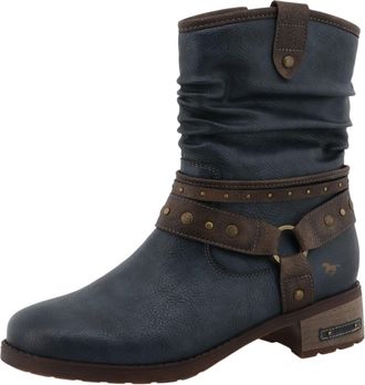 Mustang Jeans Damen Stiefelette mit Zierriemen 15M0062003, Gr&ouml;&szlig;e:38 EU, Farbe:Blau