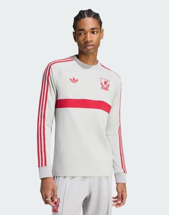 adidas Liverpool fc originals t-shirt &agrave; manches longues gris deux