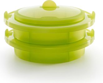 Lékué 2-stufiger Dampfgaraufsatz, grün, Silikon, 22 cm, 3400702V09U004, 22x22x8 cm