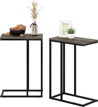 Furinno Camnus Modern Living Sofa-Beistelltisch, Französisches Eichengrau, 2er-Set