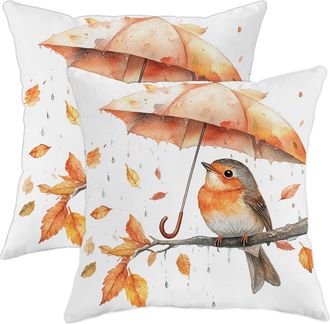 Generic Herbstvogel Kissenh&uuml;llen Dekorative Kissenh&uuml;lle Quadratische Kissenbezug F&uuml;r B&uuml;ro Bett Balkon 45X45Cm 2Er Set