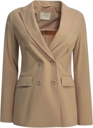Circolo 1901 Femme, Vestes, Beige, Taille: 48 FR Manteau crois&eacute; &agrave; revers pointus