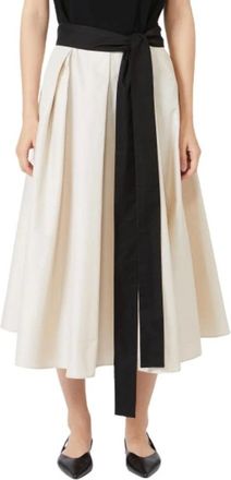 Max Mara Femme, Jupes, Beige, Taille: 38 FR Longue jupe ample avec d&eacute;tail de plis sur lensemble