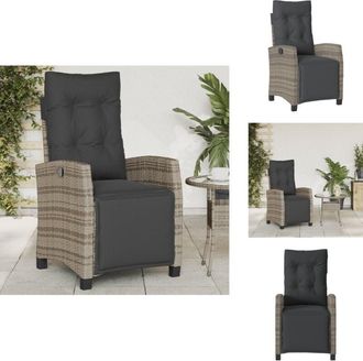 vidaXL Gartensessel mit Fu&szlig;teil Verstellbar Grau Poly Rattan - Gartenstuhl - Relaxsessel - Outdoor M&ouml;bel - Gartenm&ouml;bel - Lounge Sessel