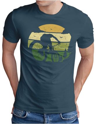 OM3 MTB Mountain Bike T-Shirt - Herren - Bicycle Off Road Wald Cycling - Denim, XXL