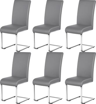 Yaheetech 6er Set Esszimmerstühle Wohnzimmerstuhl Küchenstuhl Schwingstuhl, Belastbarkeit 135 kg Hellgrau