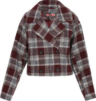 Mymo Jacke Frauen Burgunderrot kariert