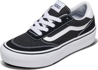 Vans Baskets à Plateforme Brooklyn Ls pour Femme, Toile en Daim Noir et Blanc, 42.5 EU