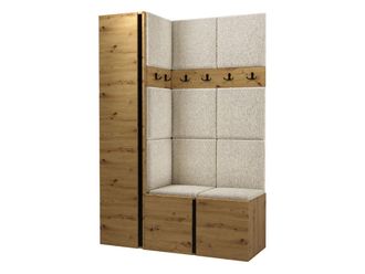 Mirjan24 Garderoben-Set Monati IX, Kleiderschrank, Schuhschrank mit 6 Fächer, 2X Kleiderhakenbrett, Gepolstertes Paneel/Wandpaneel, 8 Doppelhaken, Flurgarderob