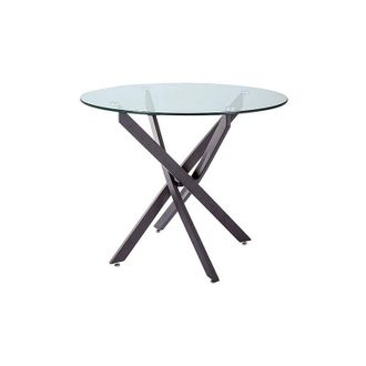 AC-D&eacute;co Table ronde design - Agis - D 90 x H 73 cm - Verre et noir mat - Livraison gratuite