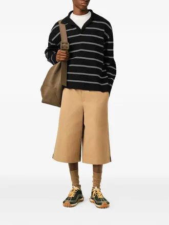 Ami Striped Cotton Polo - Black