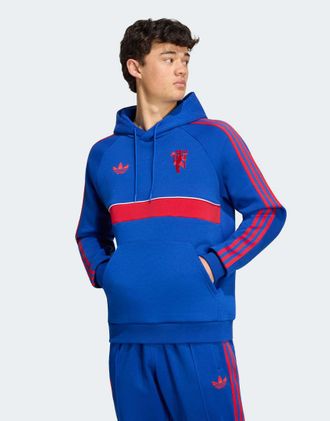 adidas Manchester United Originals Kapuzenpullover in Royalblau