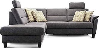 Cavadore Cavadore Schlafsofa Palera mit Federkern / L-Form Sofa mit Schlaffunktion / 236 x 89 x 212 / Büffellederoptik Dunkelgrau