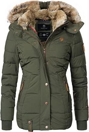 Marikoo Nekoo Veste dhiver pour Femme matelassé avec Capuche Vert M