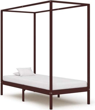 vidaXL Himmelbett-Gestell Dunkelbraun Massivholz Kiefer 90 x 200 cm Vidaxl