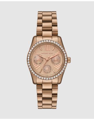 Michael Kors Lexington Multifunktionsuhr aus Edelstahl in Beige und Goldfarben