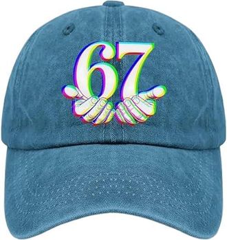 Generico Chapeaux Pour Hommes - Casquette De Baseball 67 - Chapeau R&eacute;glable R&eacute;tro D&eacute;lav&eacute; | Fun 6 7 Design, Accessoire Streetwear Unisexe Pour Hommes Et Femmes,