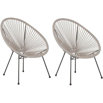 Beliani Beliani - Gartenstuhl 2er Set Gelb Polyrattan Spaghetti-Optik Modern Mexikanischer Stil Outdoor Balkon Terrasse Garten M&ouml;bel